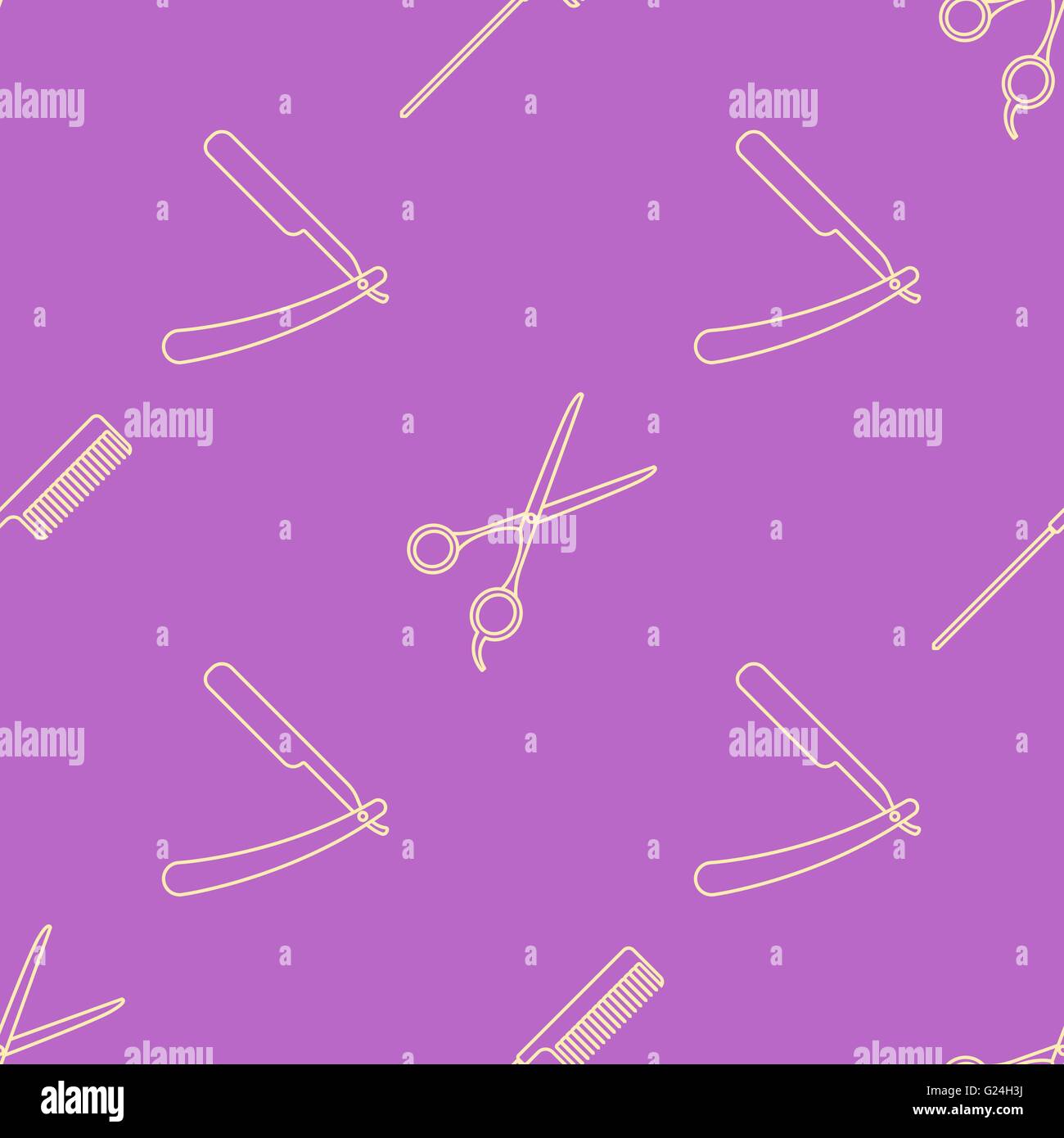 vector light outline design comb scissors razor seamless decoration ...