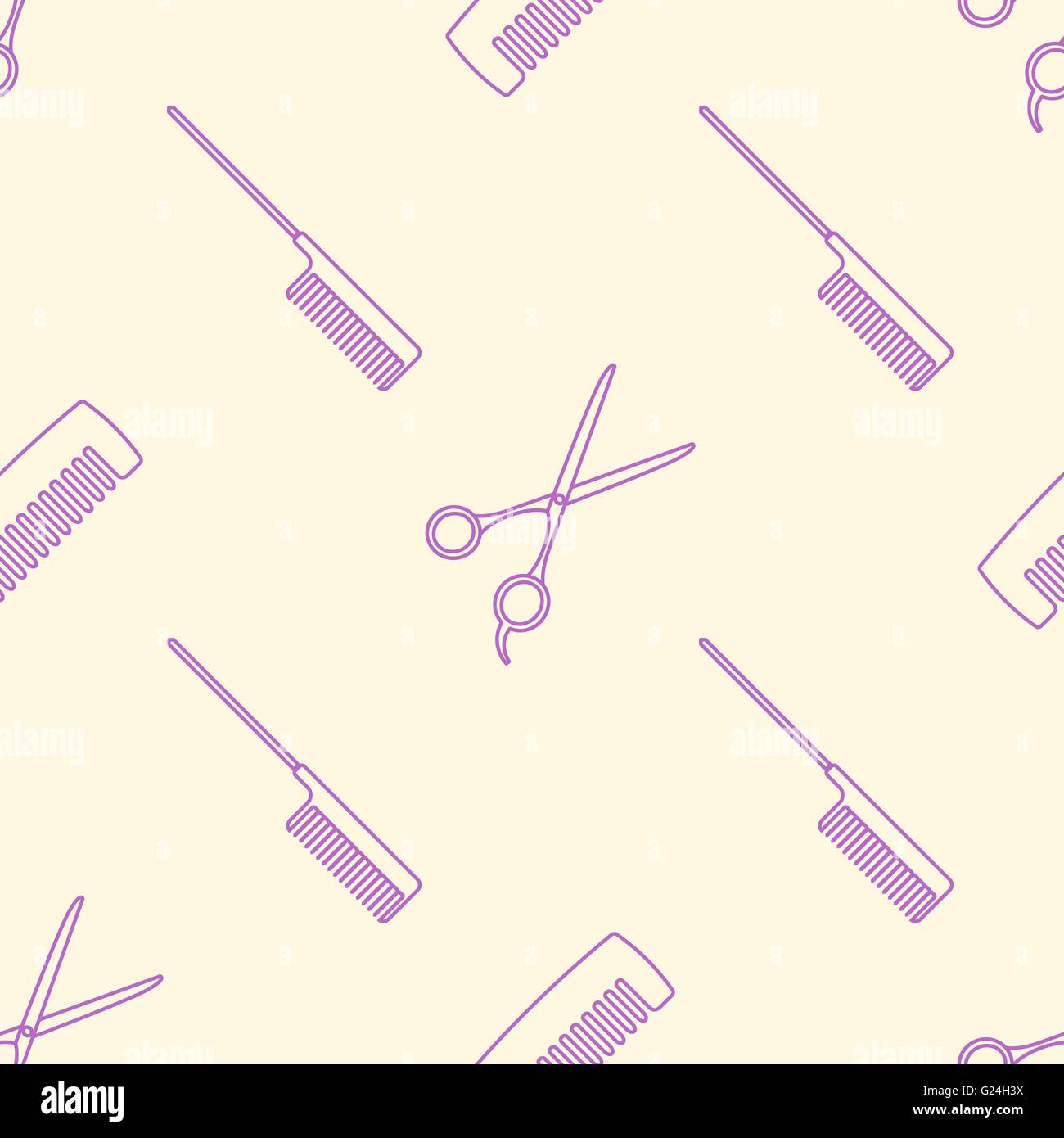 vector pink violet outline design hairdresser combs scissors seamless ...
