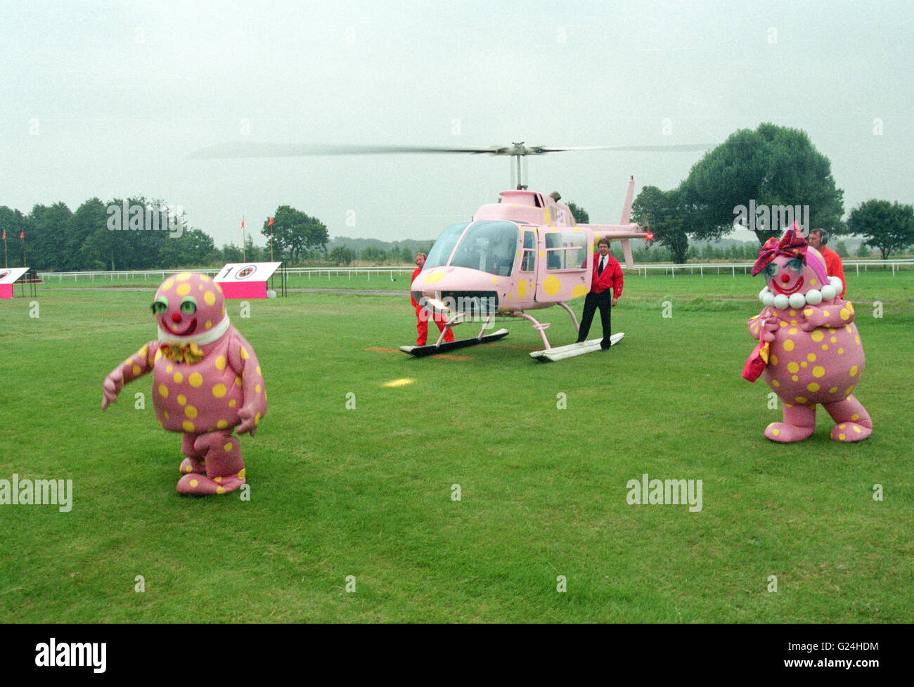 Mr Blobby with mrs blobby andhis Blobbycopter Blobby 1 at a Noel ...