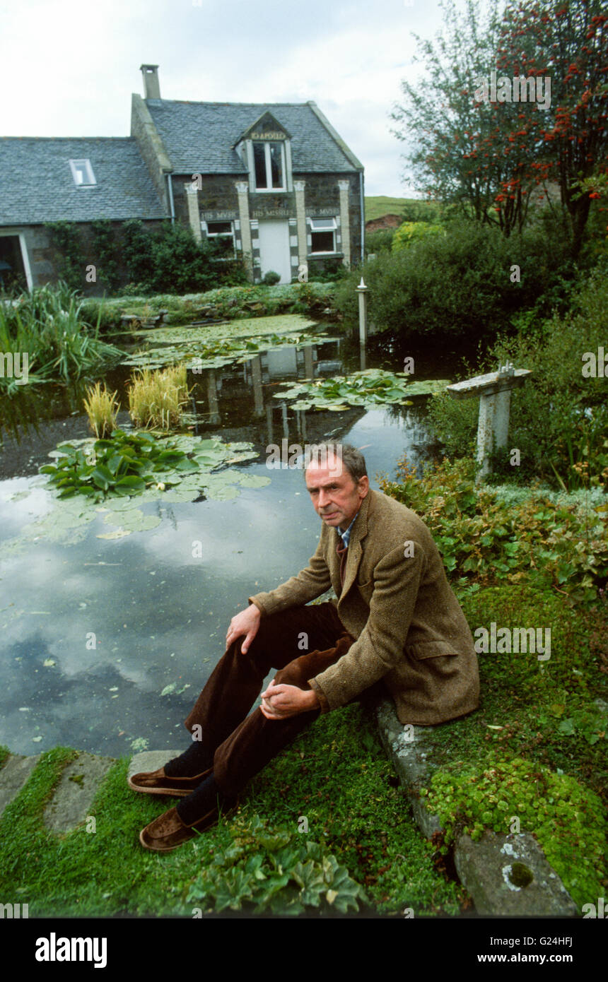 Sculptor Ian Hamilton Finlay at his home in Little Sparta, Lanarkshire ...