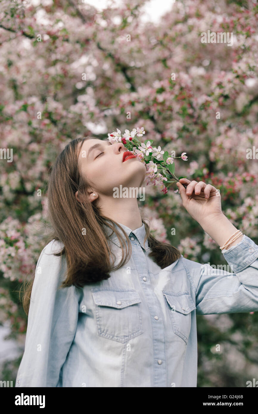 Woman by spring hi-res stock photography and images - Alamy