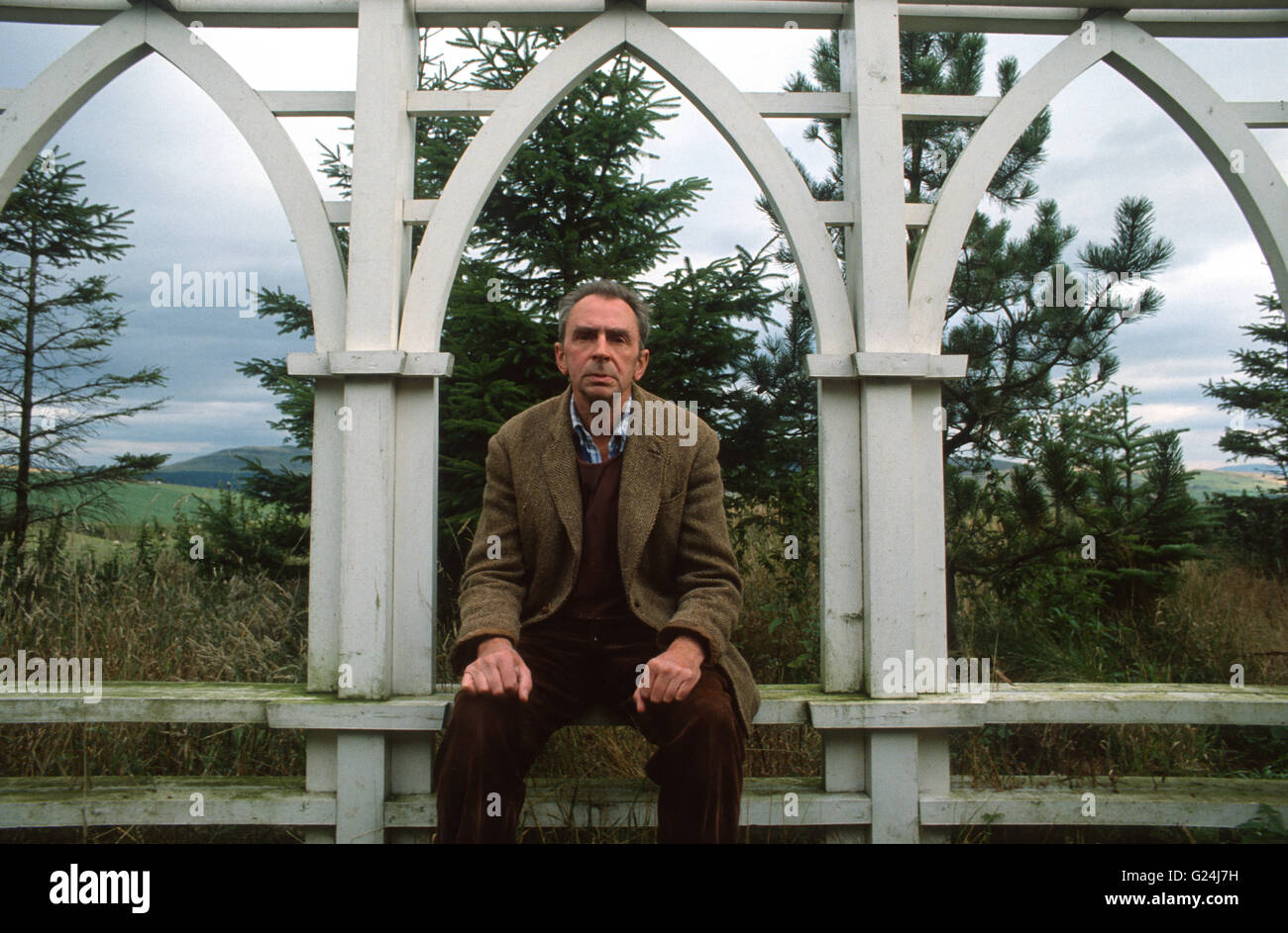 Sculptor Ian Hamilton Finlay at his home in Little Sparta, Lanarkshire ...
