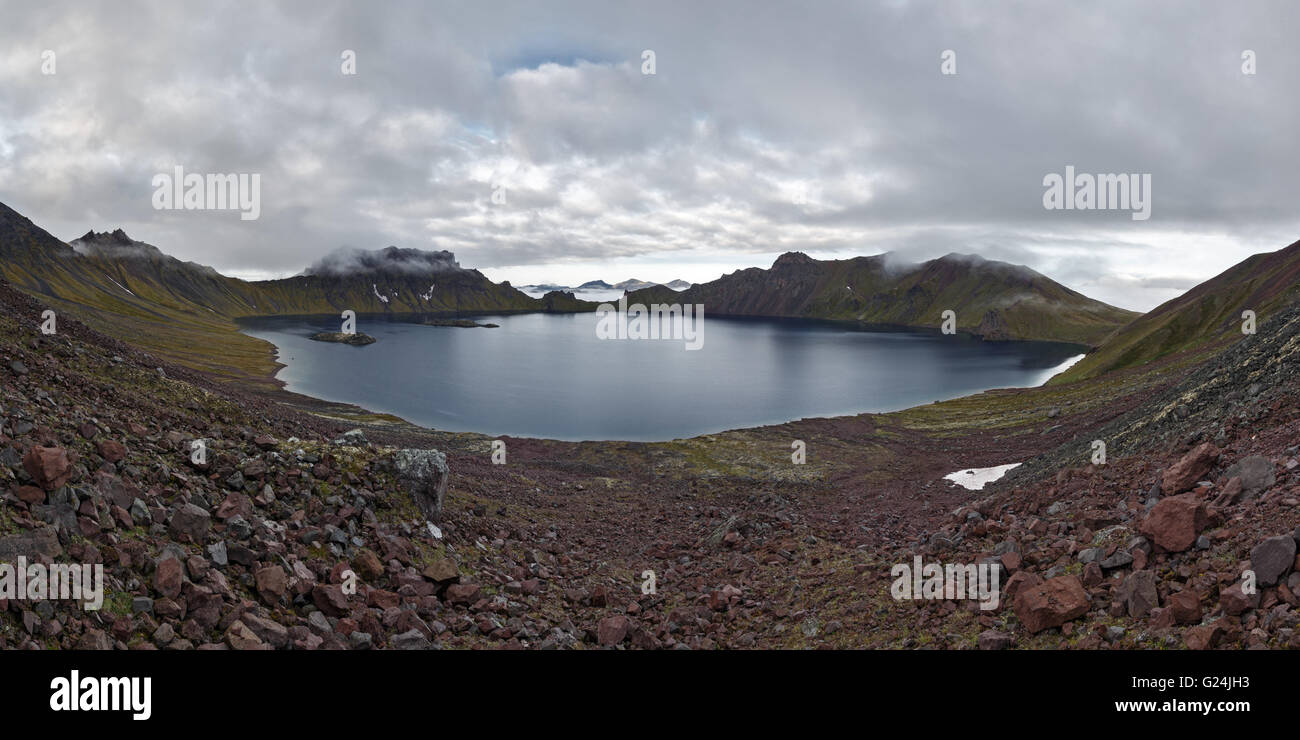 Picturesque nature of Kamchatka: summer panoramic view of beautiful ...