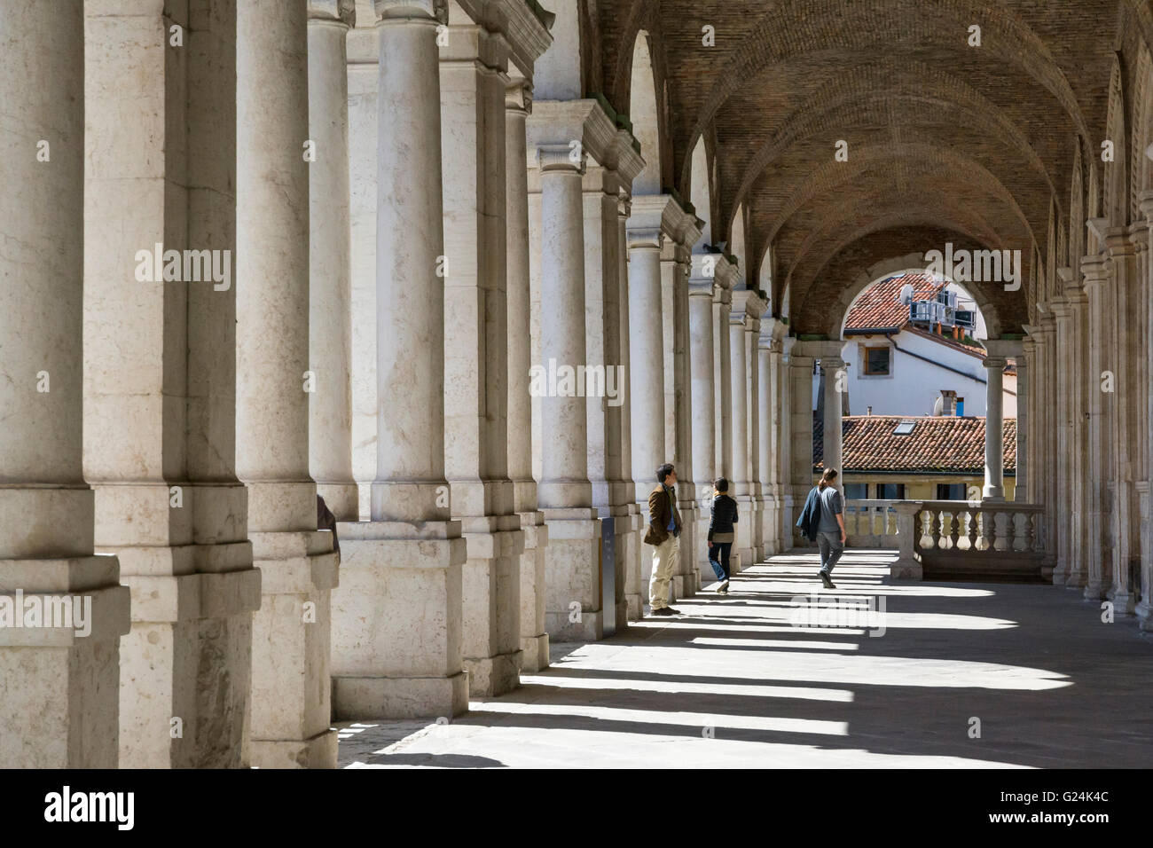 Vicenza,Italy-April 3,2015:people on the famous colonnade of the ...