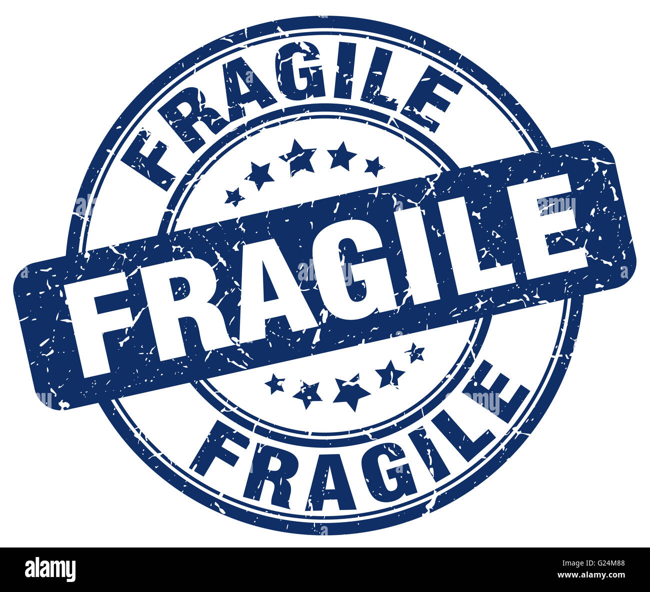 fragile blue grunge round vintage rubber stamp Stock Photo - Alamy