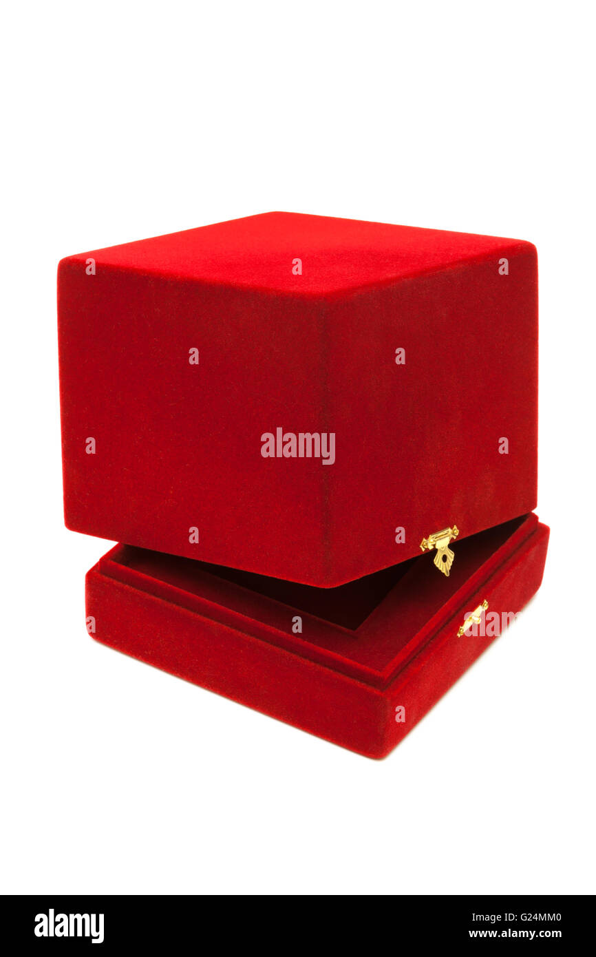 red velvet box with a white background Stock Photo - Alamy