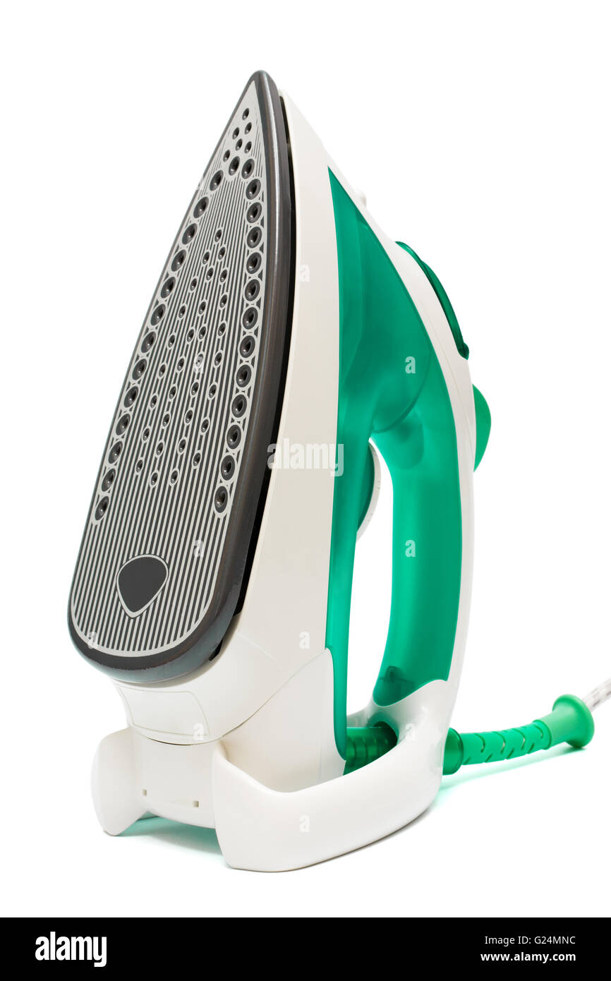 Modern electric iron on a white background Stock Photo - Alamy