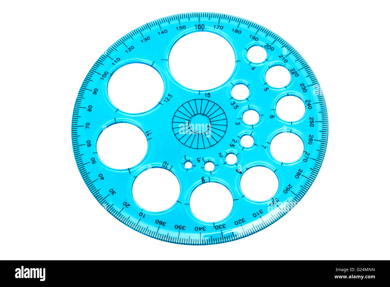 blue transparent protractor on a white background Stock Photo - Alamy