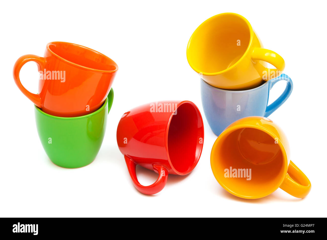 pile of coffee cups on a white background Stock Photo - Alamy