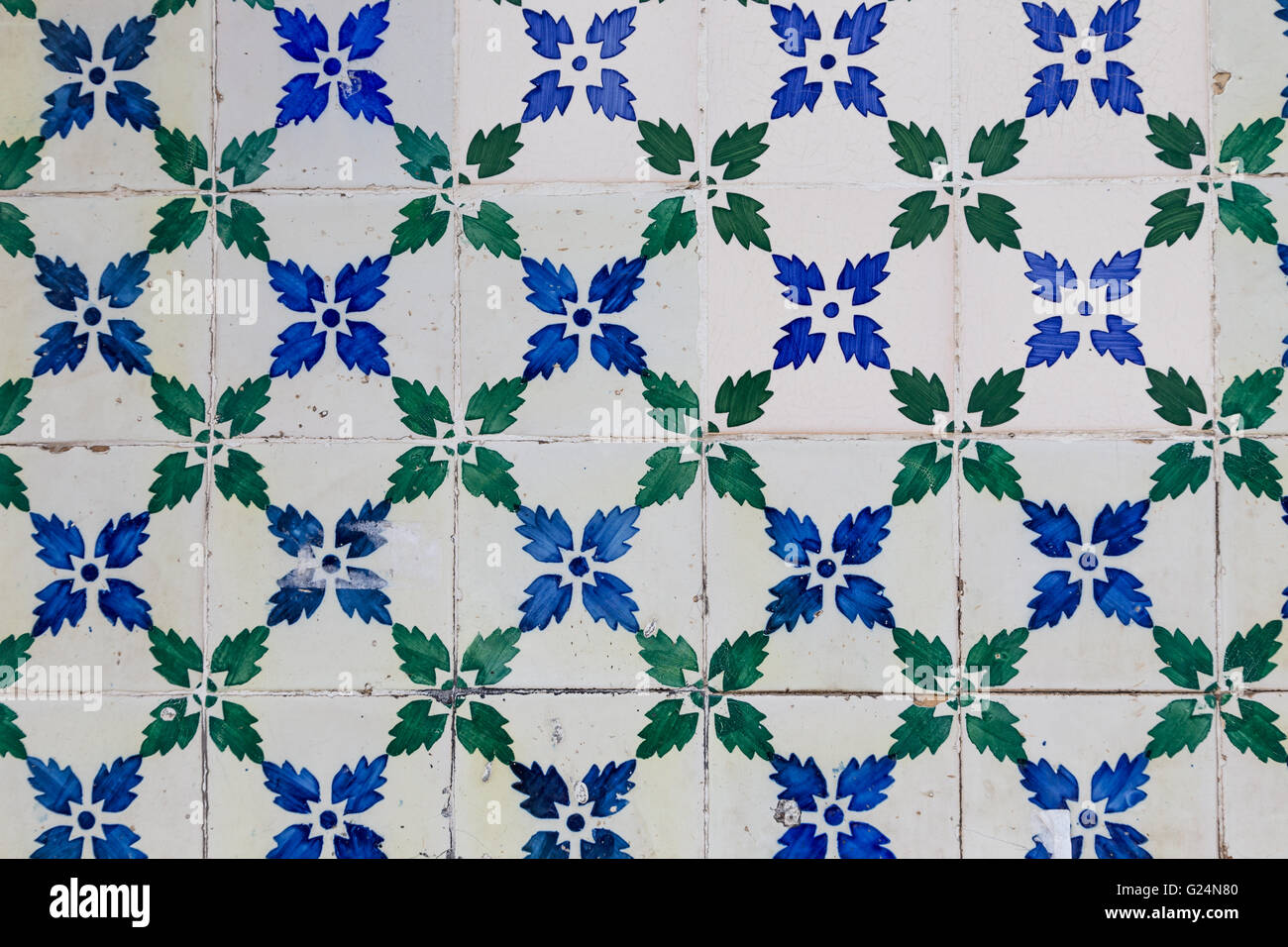 traditional azulejos tiles on facade of old house in Portugal Stock ...