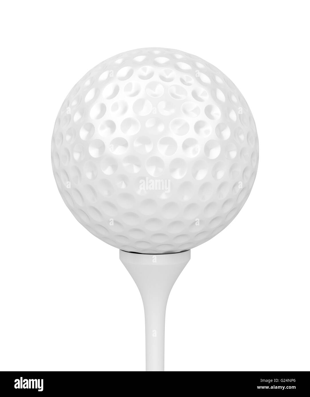 Golf ball on tee isolated on white background Stock Photo - Alamy