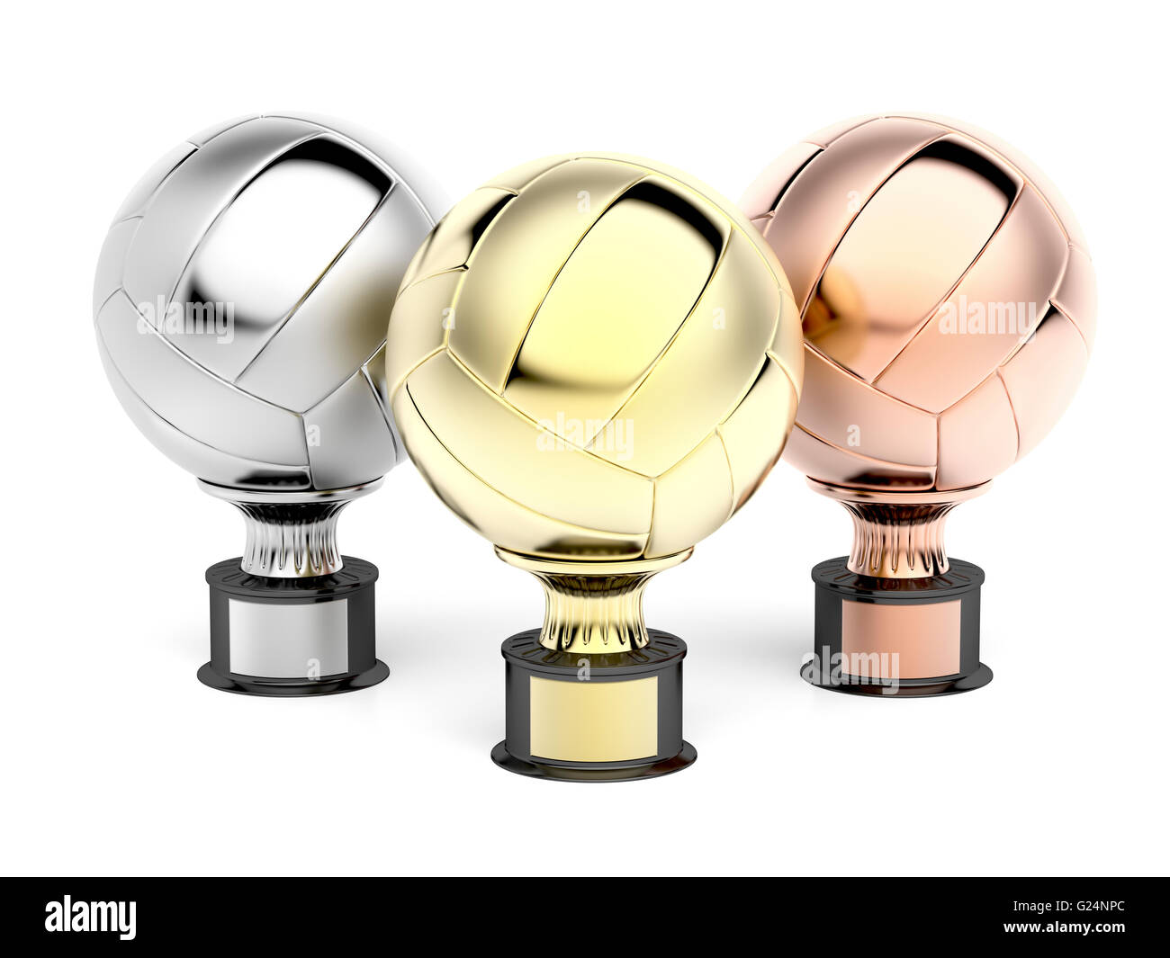 Volleyball trophies for first, second and third place Stock Photo - Alamy