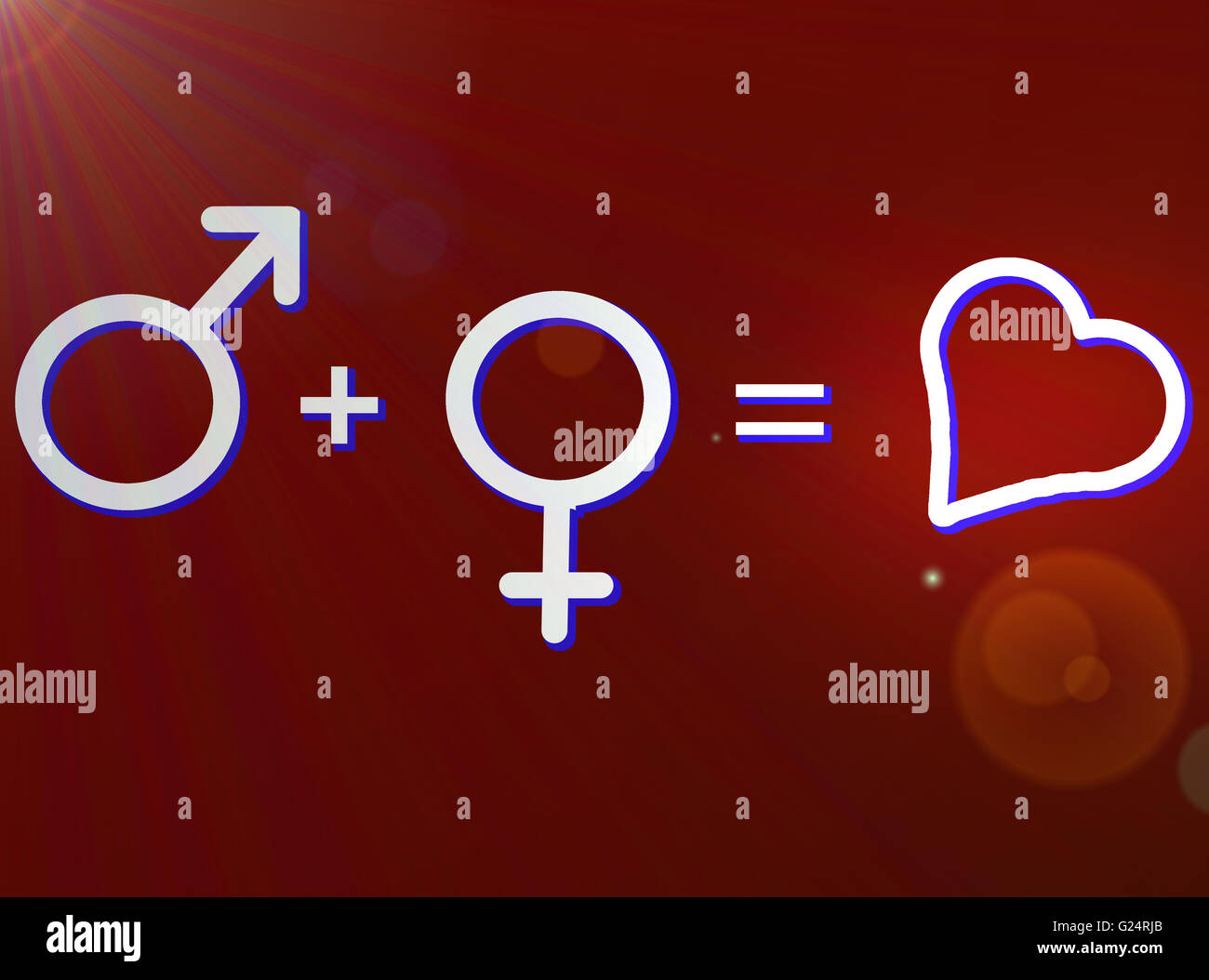 illustrated background symbols of man and woman , white on red ...