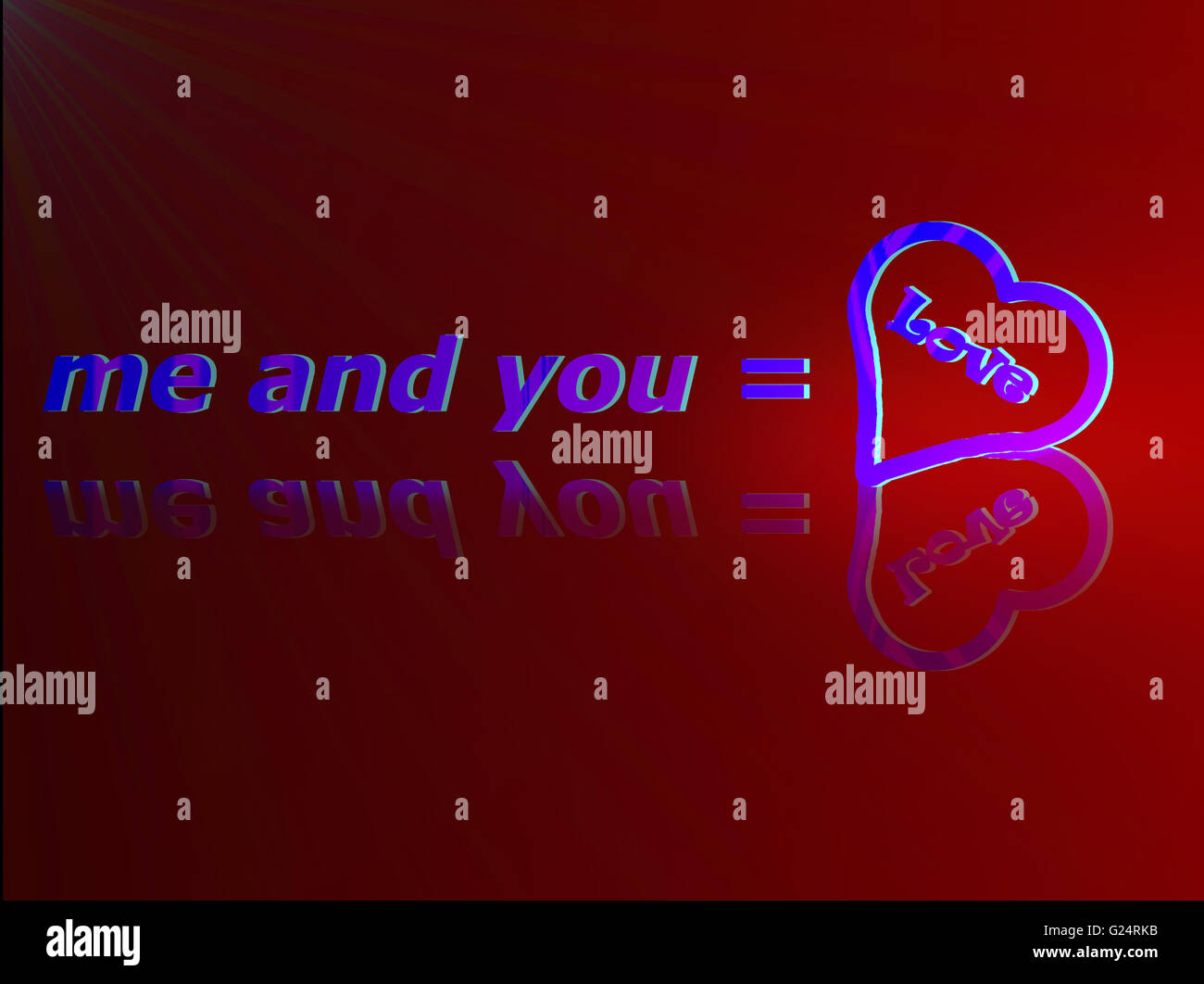 illustrated background symbols of me and you , blue on red background ...