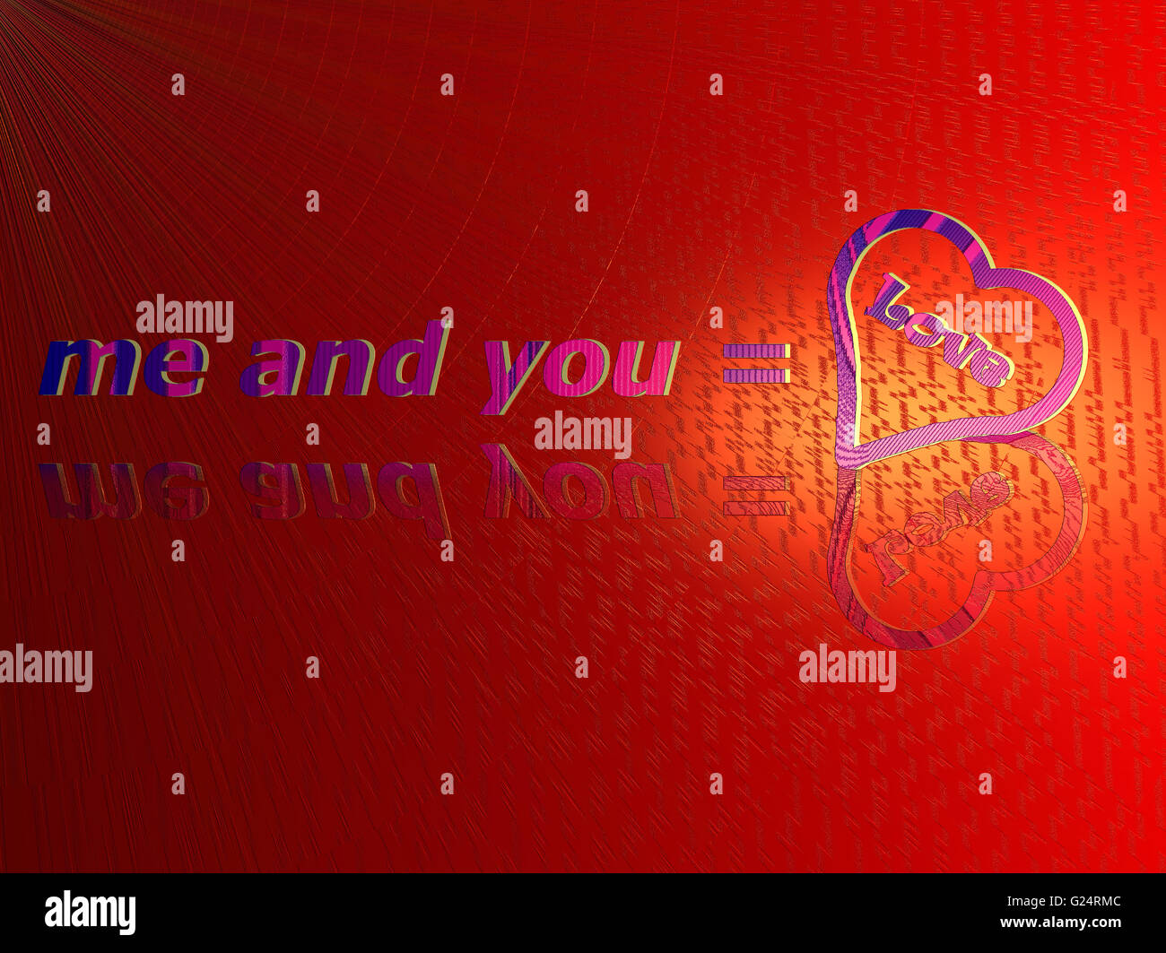 illustrated background symbols of me and you , blue on red background ...