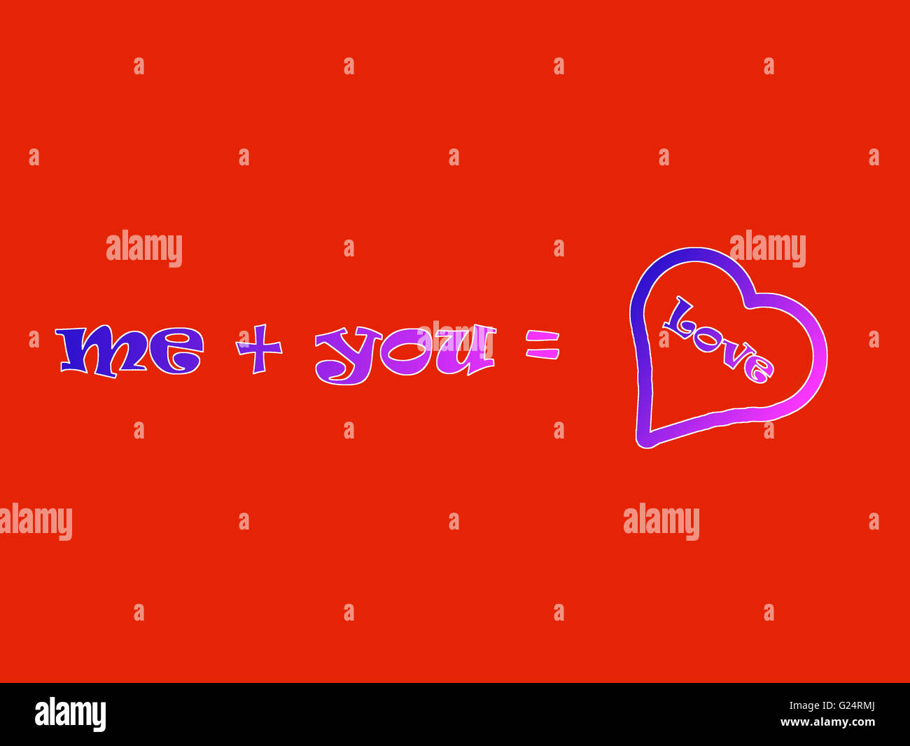 illustrated background symbols of me and you , blue on red background ...