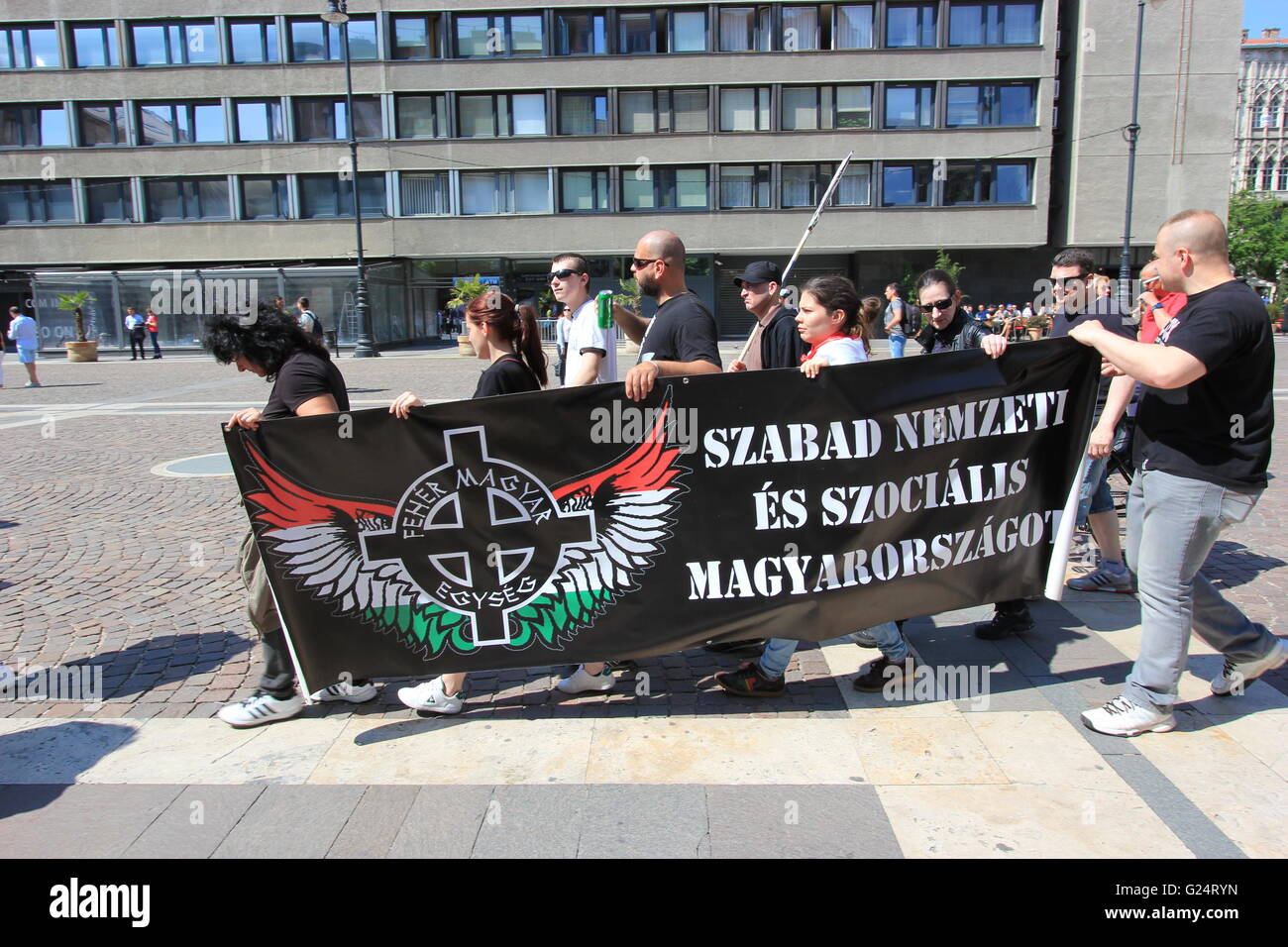 A far right movement, protesting against Muslims and Europe, Budapest ...
