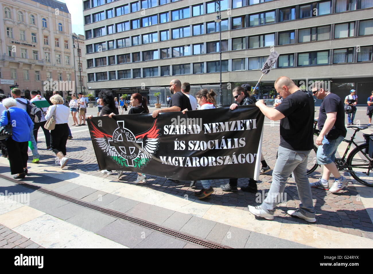 A far right movement, protesting against Muslims and Europe, Budapest ...