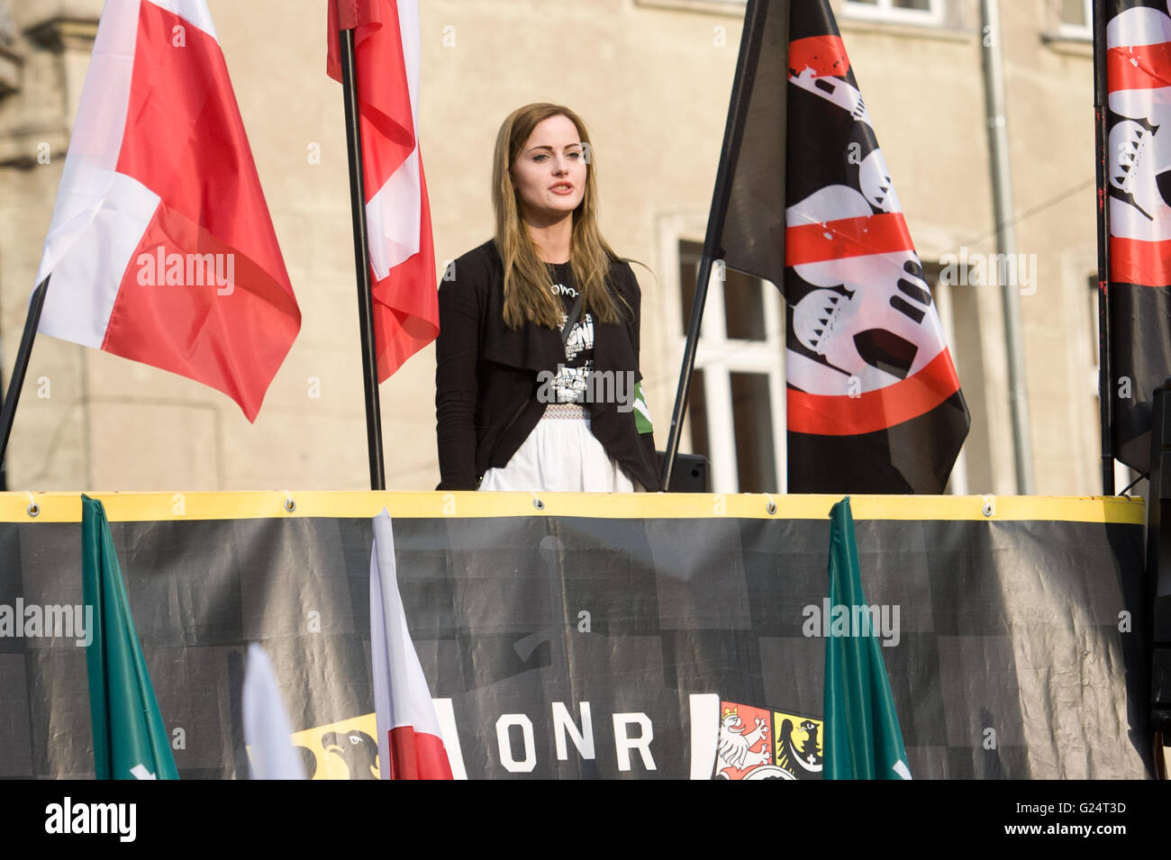 Wroclaw, Poland. 1st May, 2016. Joanna Helcyk delivers a speech during ...