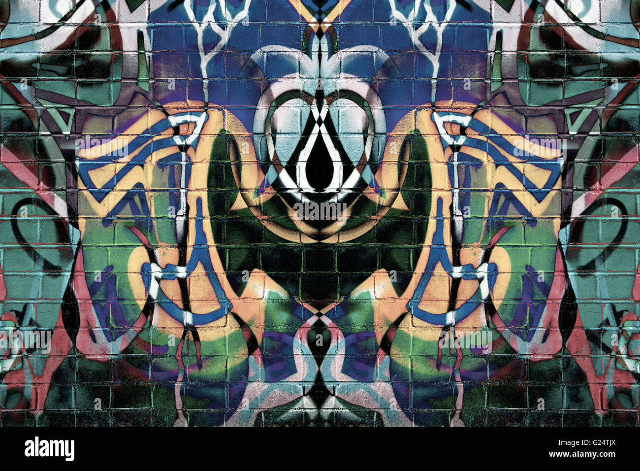 Abstract graffiti pattern on a brick wall background Stock Photo - Alamy