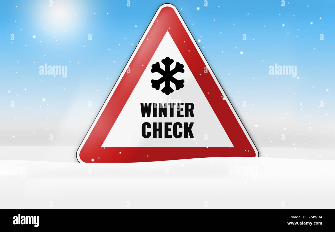 Winter Check Attention Snow Stock Photo - Alamy