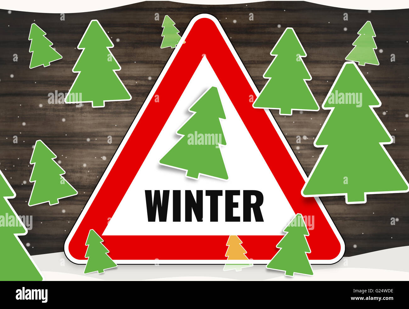winter fir red sign Stock Photo - Alamy