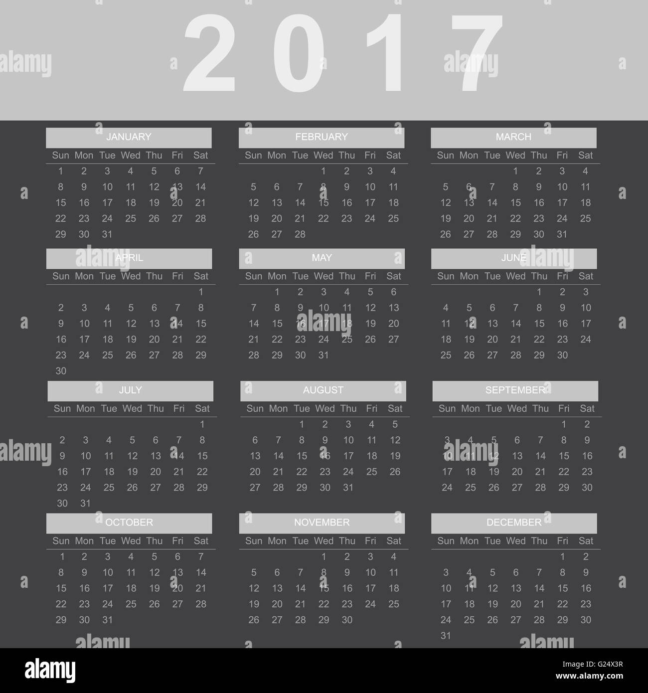 Calendar 2017, monthly calendar of 2017 Stock Photo - Alamy