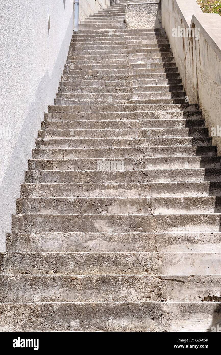 Long stairs with many steps of a high building Stock Photo - Alamy
