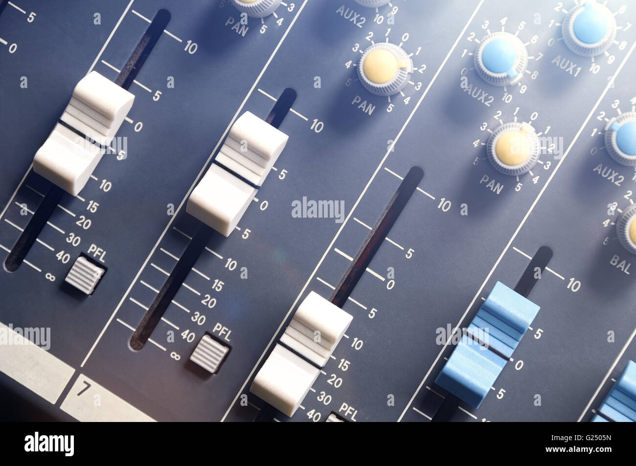 audio mixer top view with flare Stock Photo - Alamy