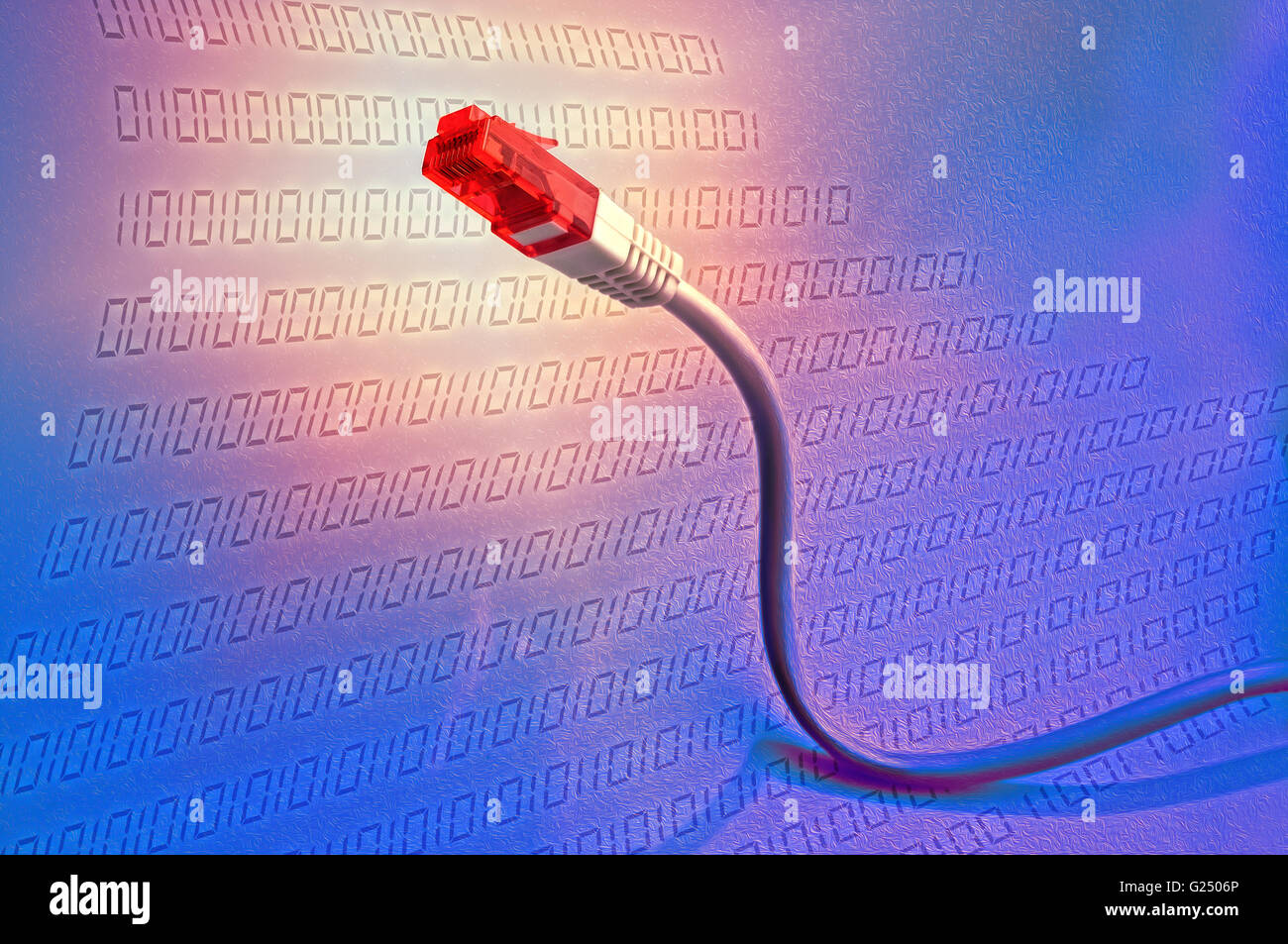 ethernet cable rj45 with digit background Stock Photo - Alamy