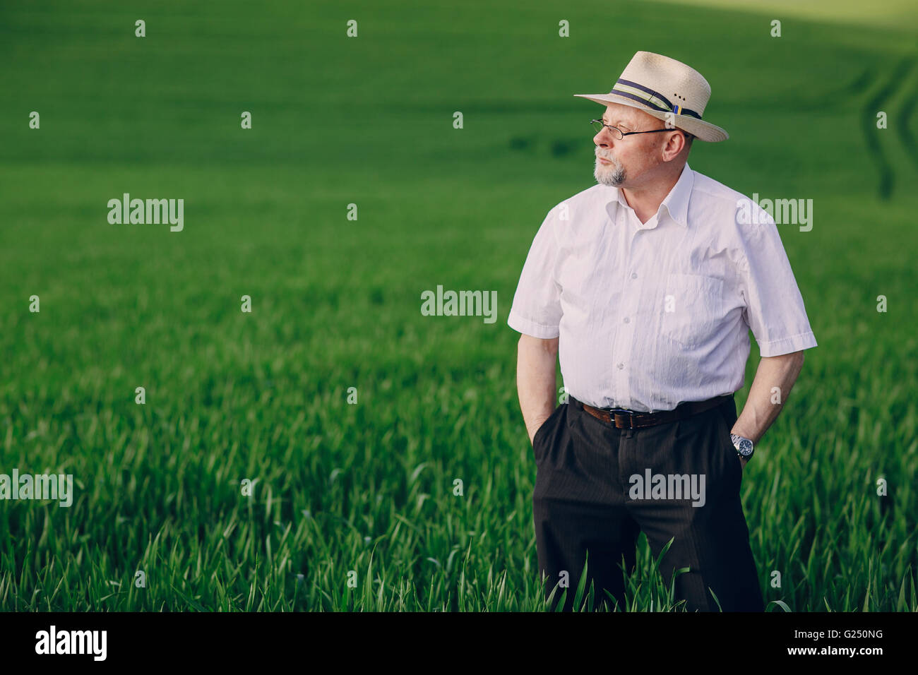old man in field Stock Photo - Alamy