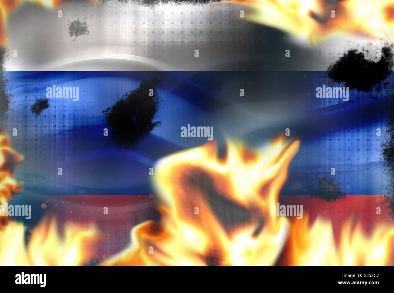 Burning russian flag hi-res stock photography and images - Alamy