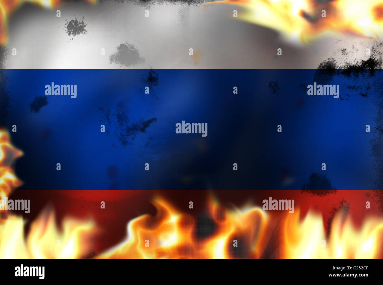Burning russian flag hi-res stock photography and images - Alamy