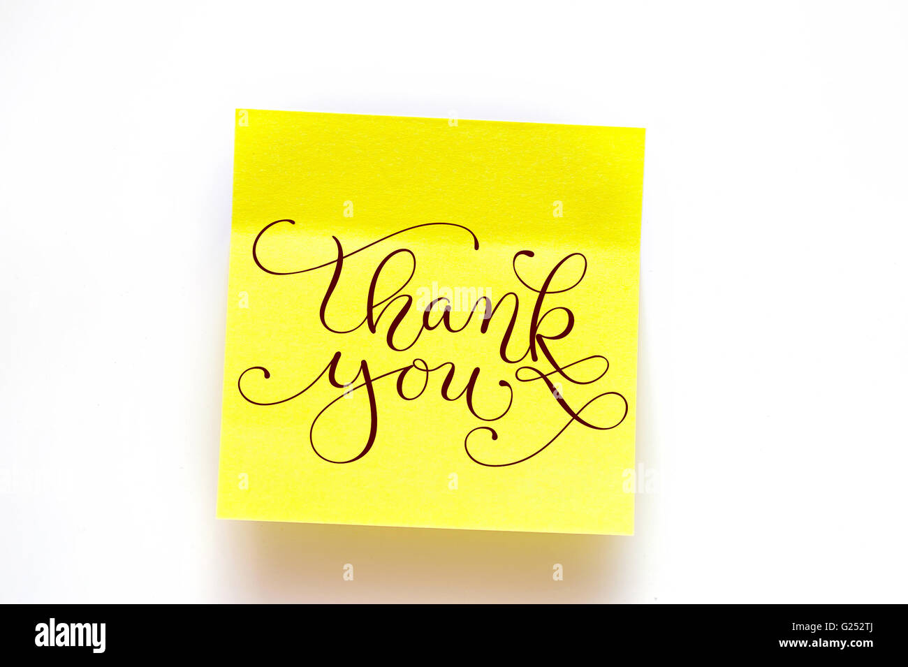 yellow stickers on a white background with words thank you Stock Photo ...
