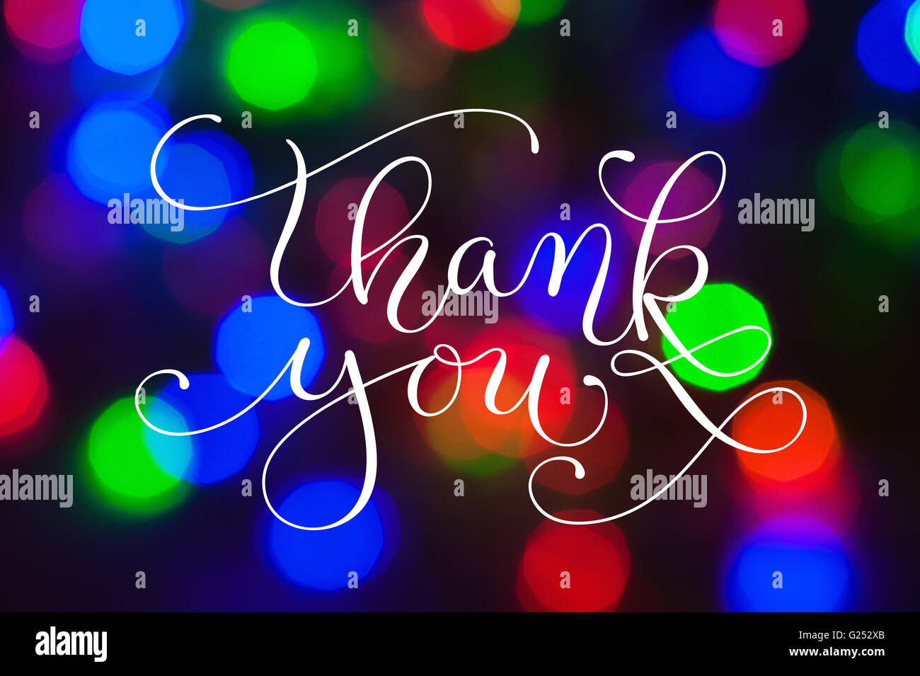 Colorful bokeh background with words thank you Stock Photo - Alamy