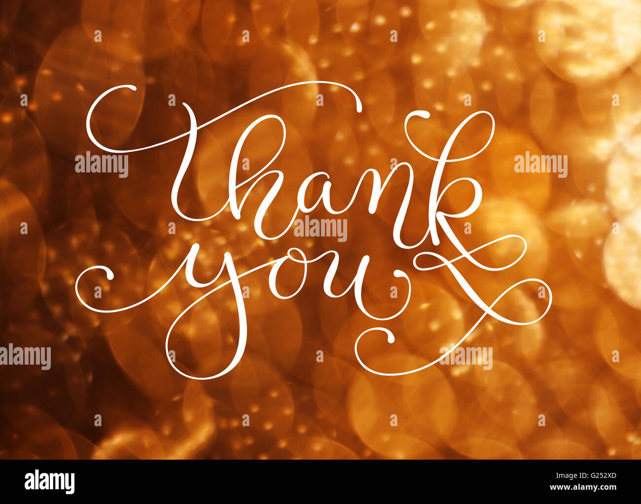Abstract christmas lights on background with words thank you Stock ...