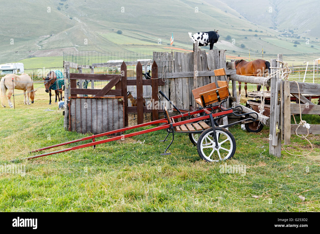 equipment. Castelluccio. mower, agriculture. Umbria, Italy Stock Photo ...