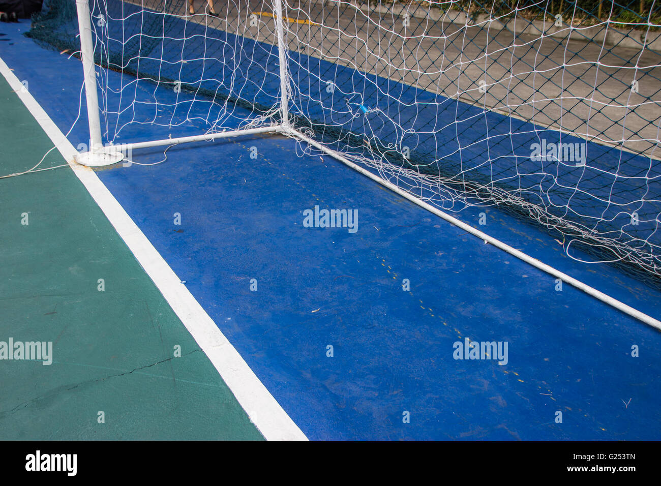 Goal Nets Futsal in futsal field. futsal soccer goal Stock Photo - Alamy