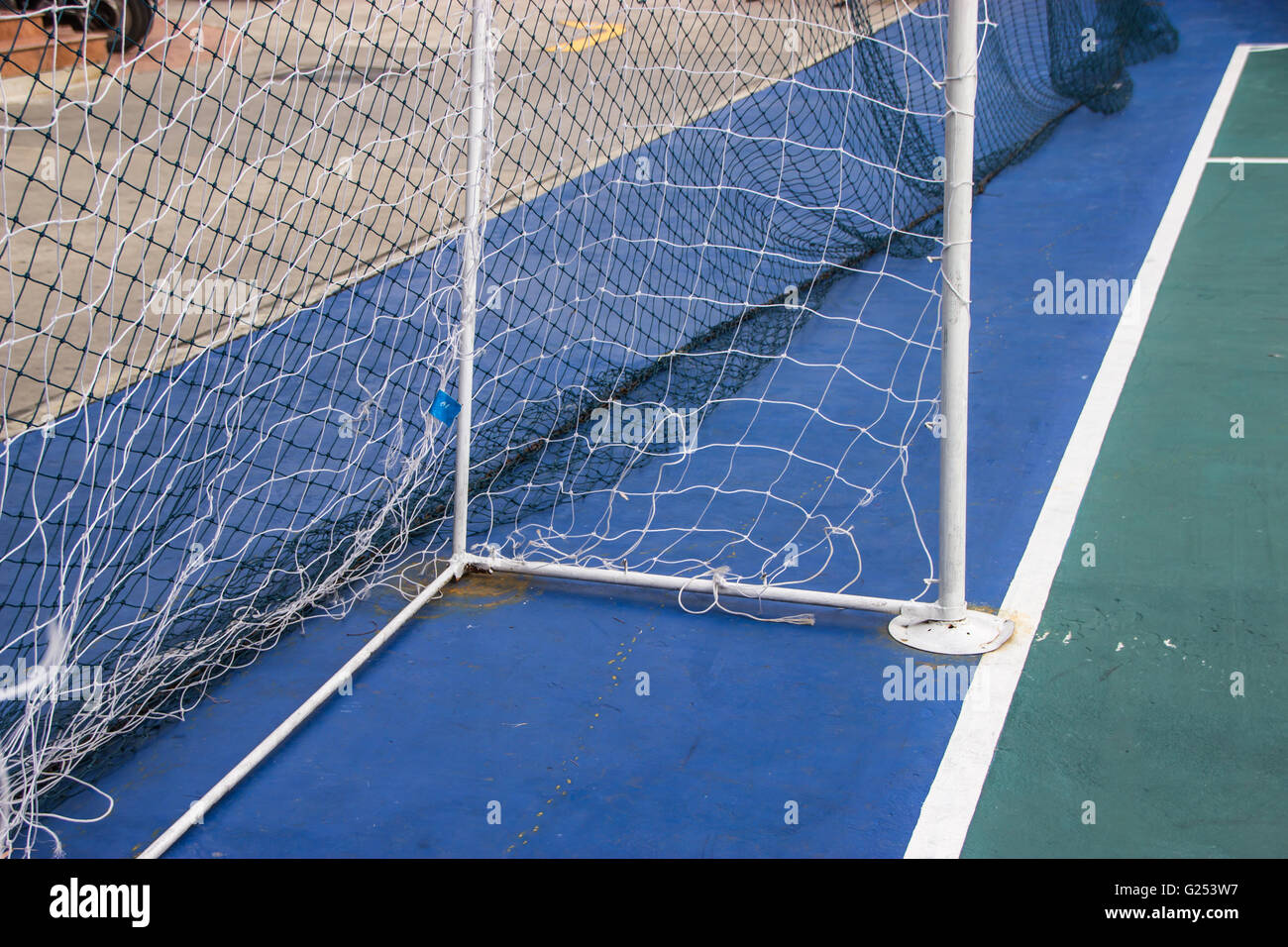 Goal Nets Futsal in futsal field. futsal soccer goal Stock Photo - Alamy