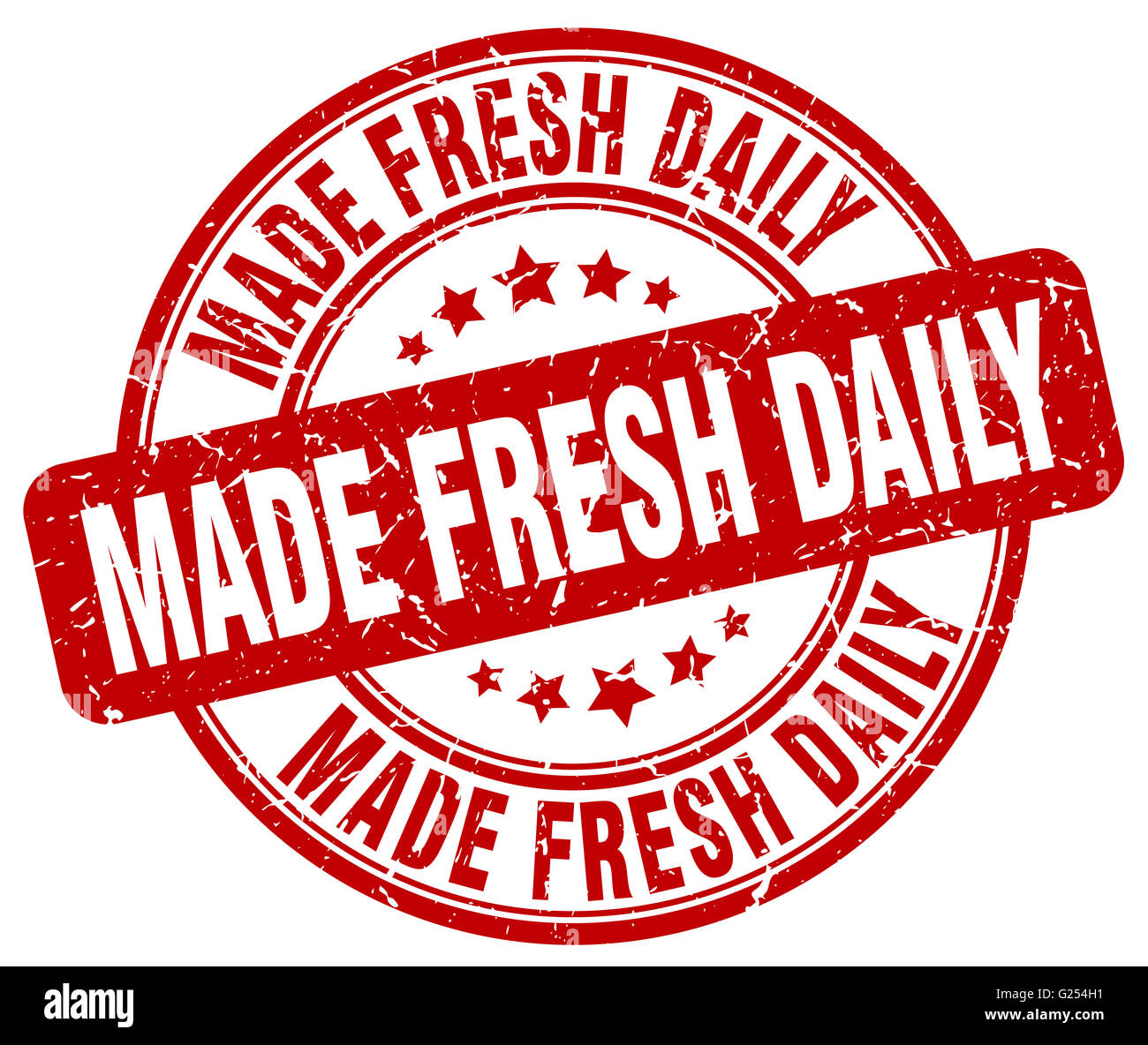 made fresh daily red grunge round vintage rubber stamp Stock Photo - Alamy