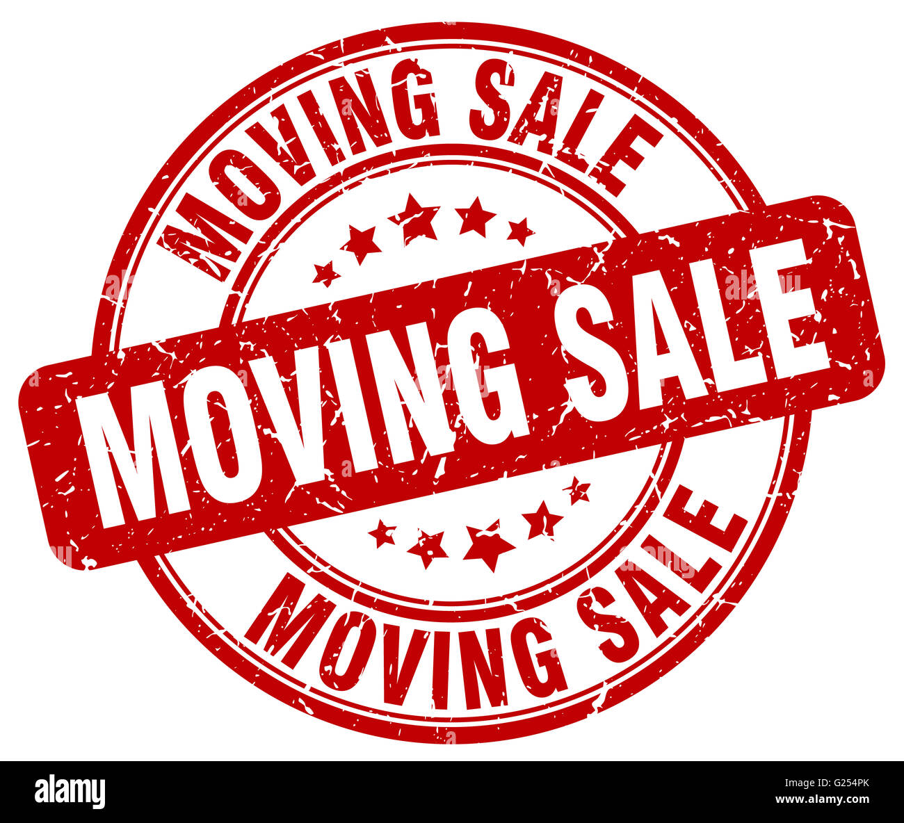 moving sale red grunge round vintage rubber stamp Stock Photo - Alamy