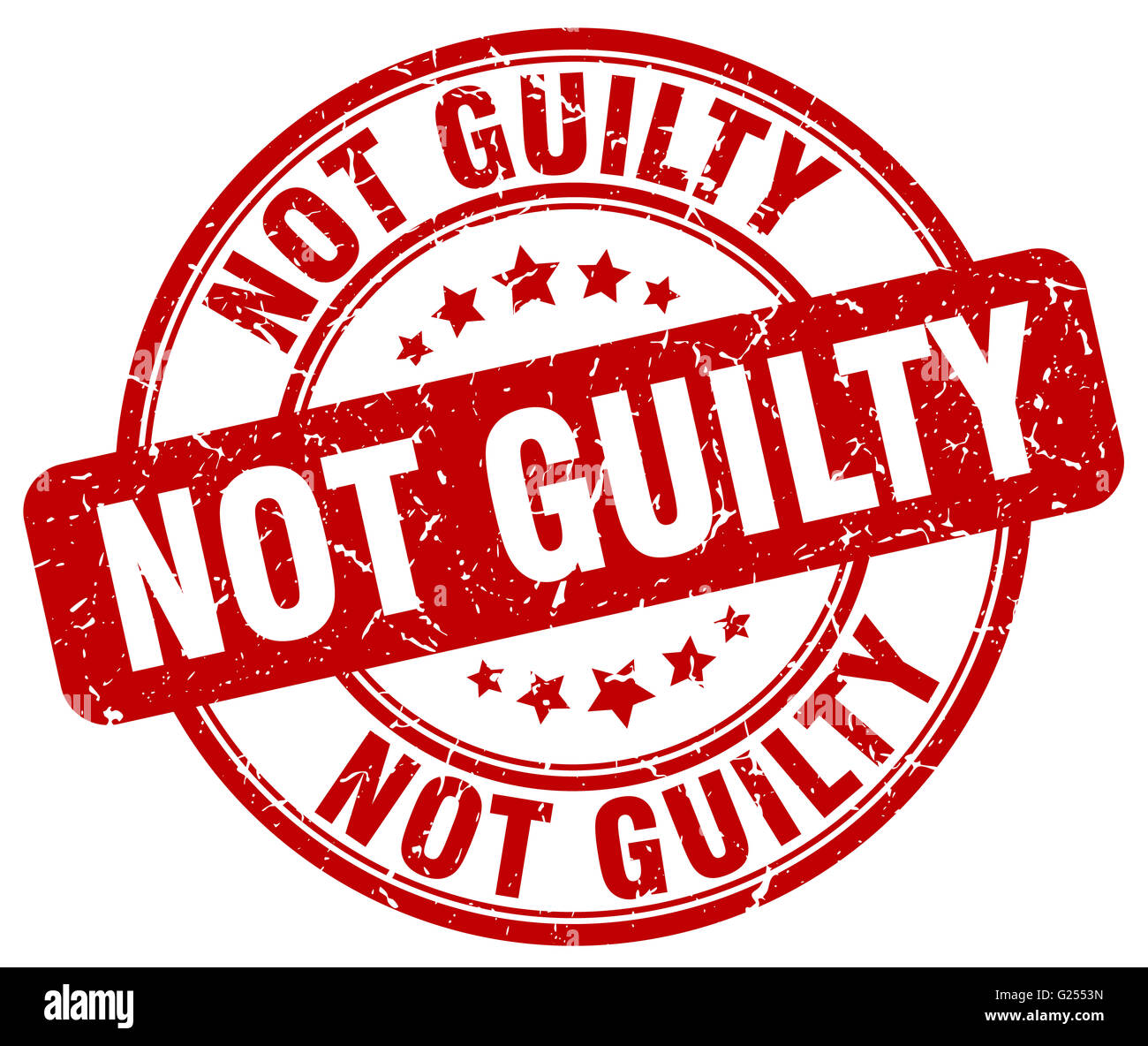 not guilty red grunge round vintage rubber stamp Stock Photo - Alamy