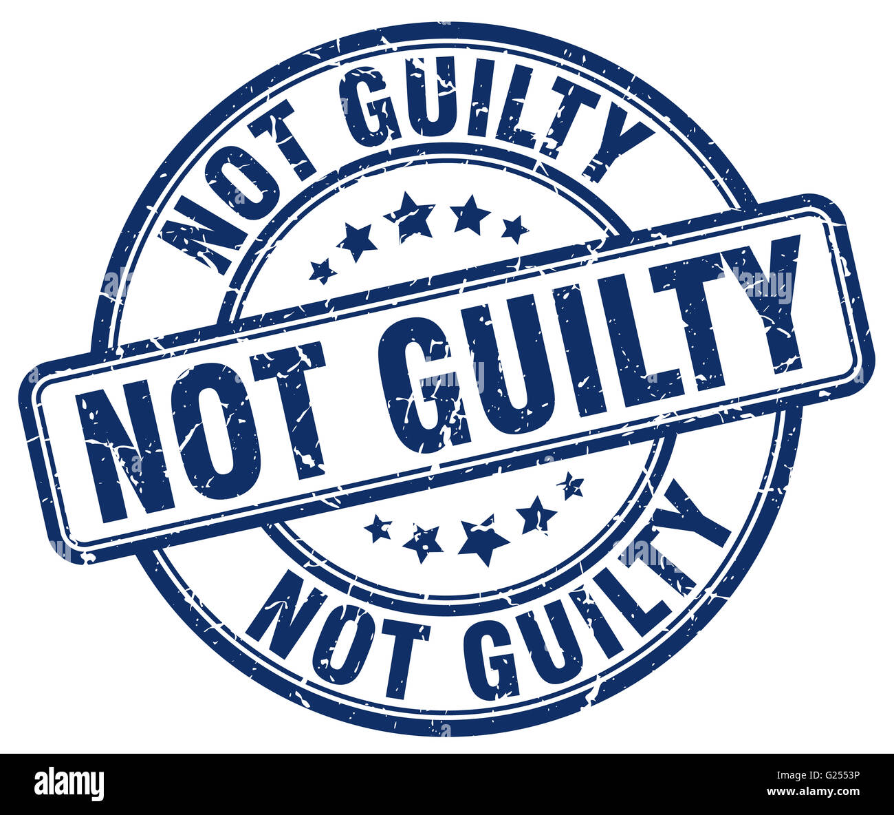 not guilty blue grunge round vintage rubber stamp Stock Photo - Alamy