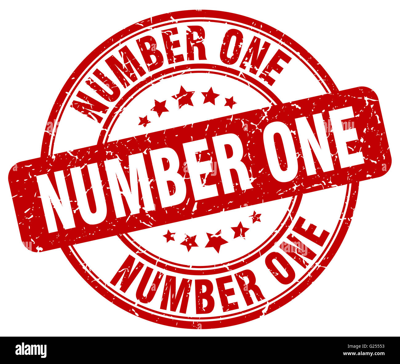 number one red grunge round vintage rubber stamp Stock Photo - Alamy