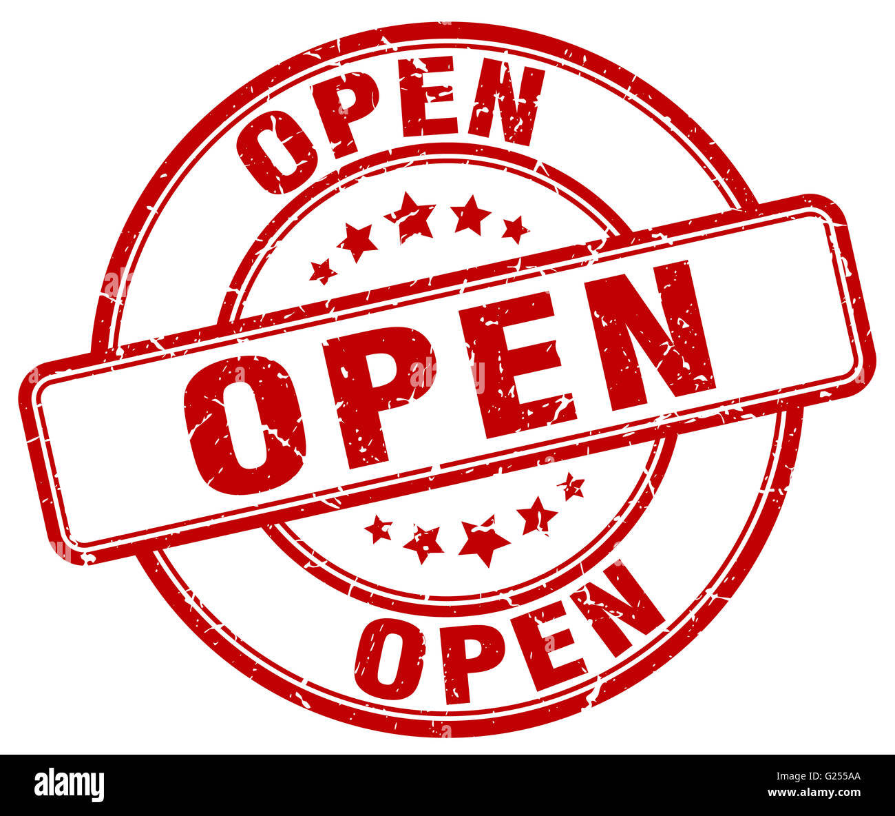 open red grunge round vintage rubber stamp Stock Photo - Alamy