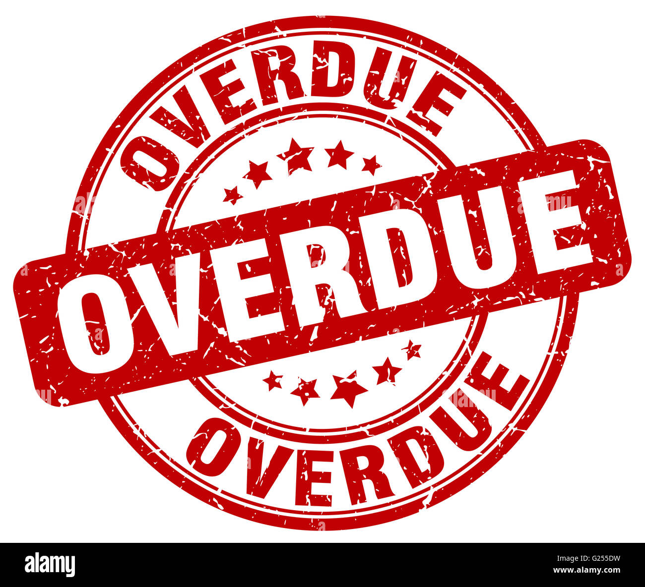 overdue red grunge round vintage rubber stamp Stock Photo - Alamy