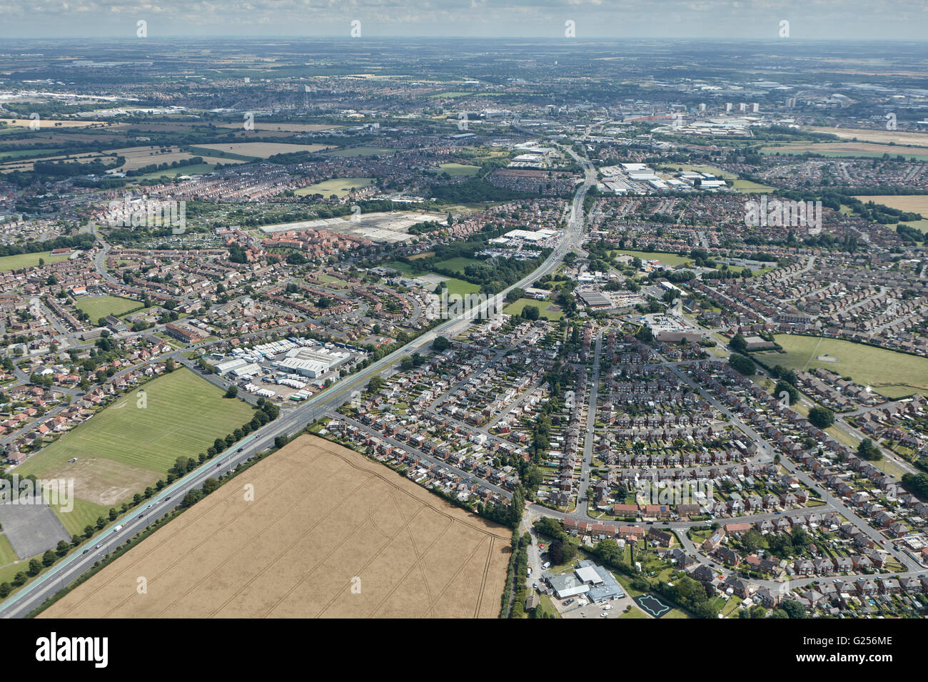 An aerial view of the Scawthorpe and Scawsby residential areas of ...