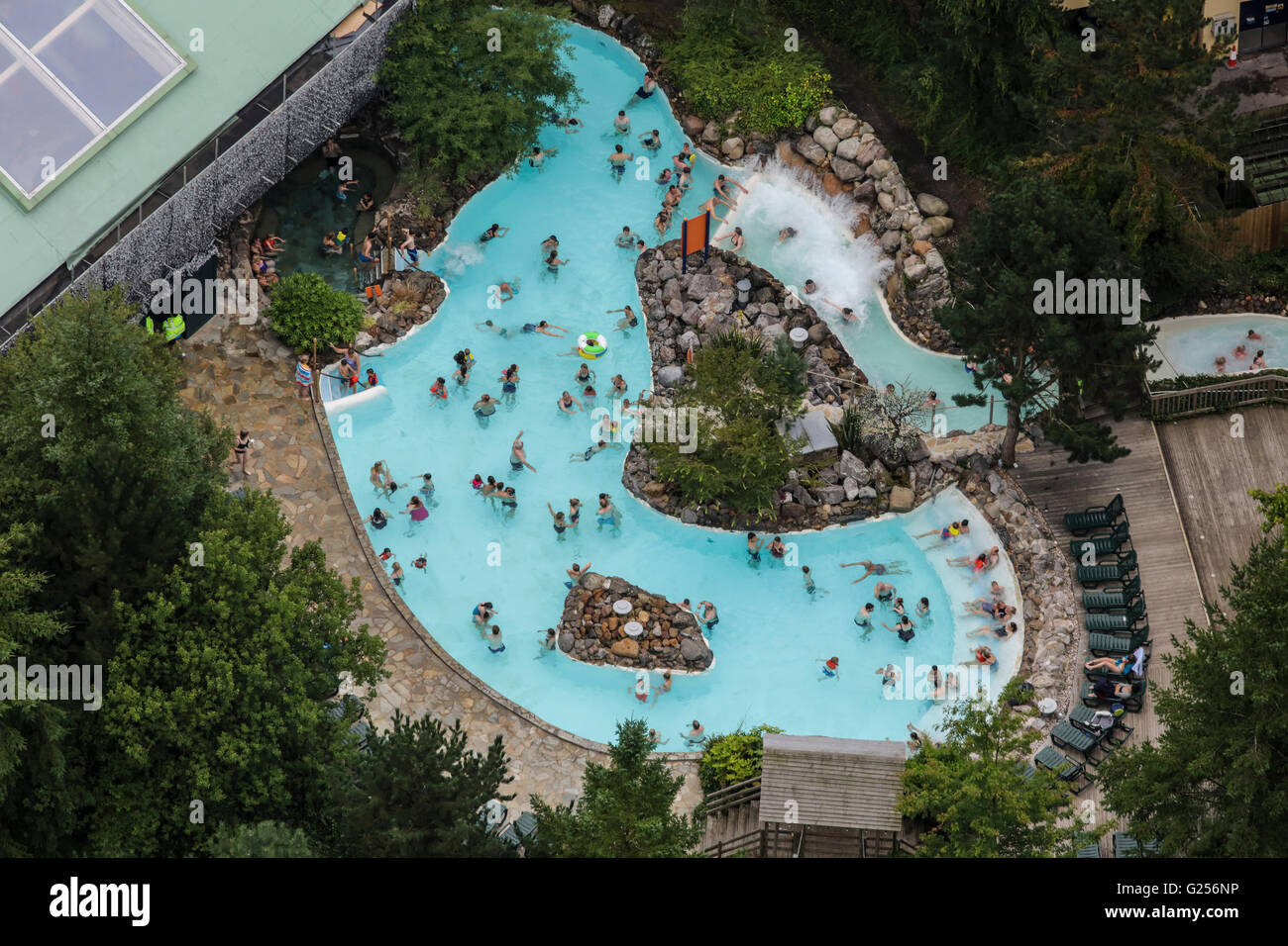 An aerial view of an outdoor pool at a leisure resort Stock Photo - Alamy