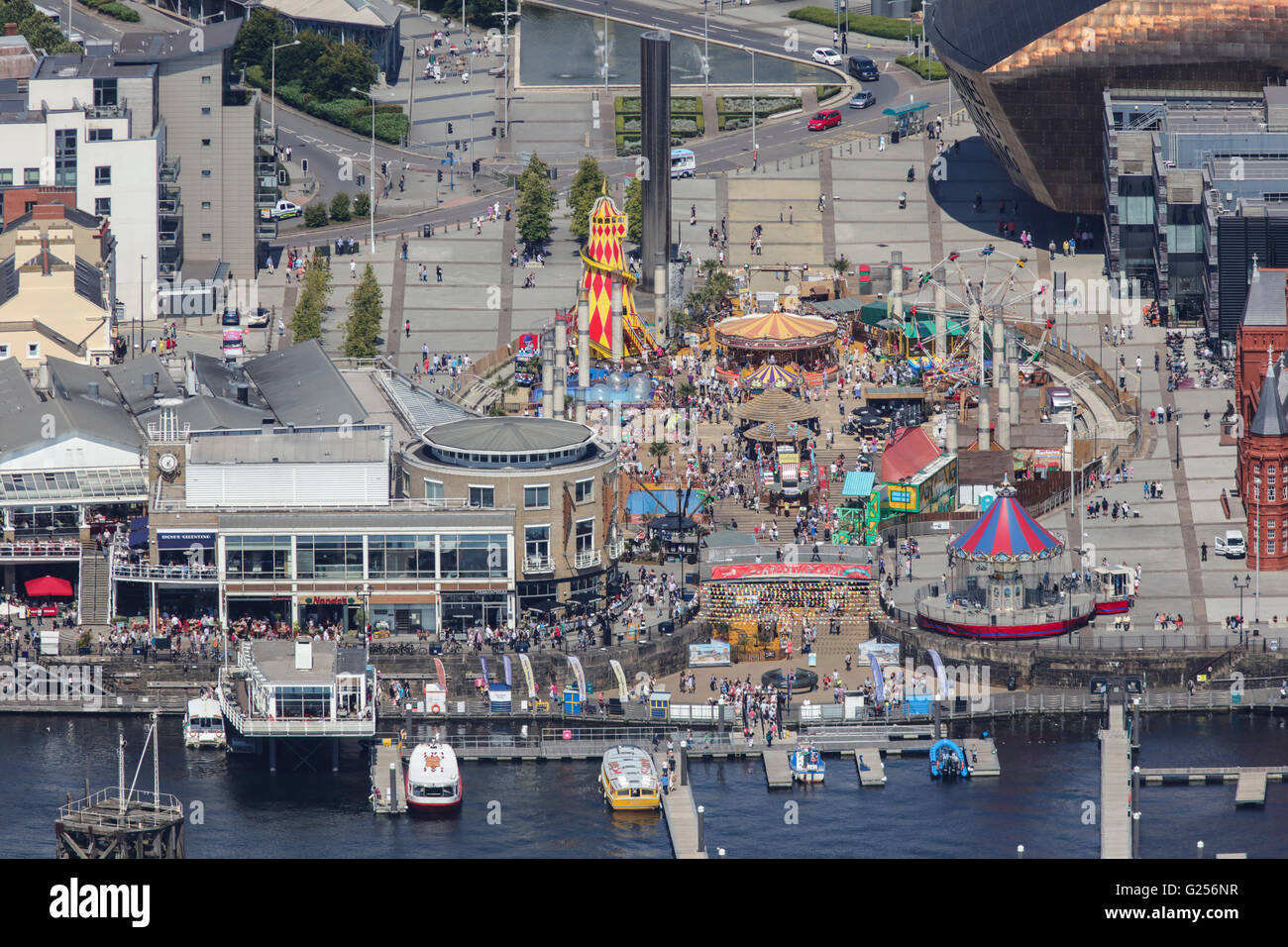 An aerial view of Mermaid Quay, a shopping and leisure district in ...