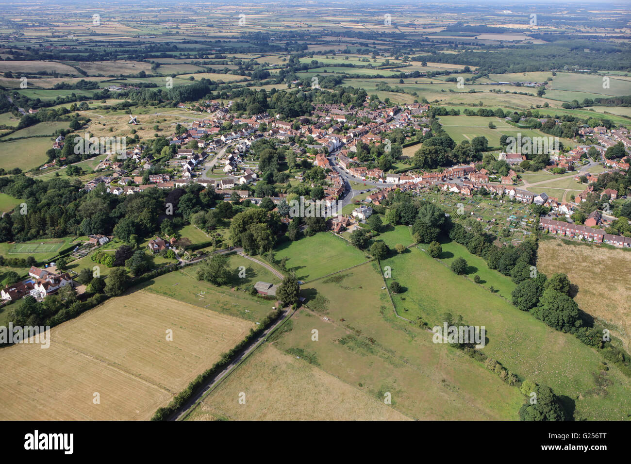 An aerial view of the Buckinghamshire village of Brill and surrounding ...